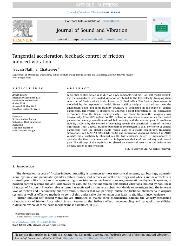 Tangential Control of Friction Vibration | PDF | Oscillation ...