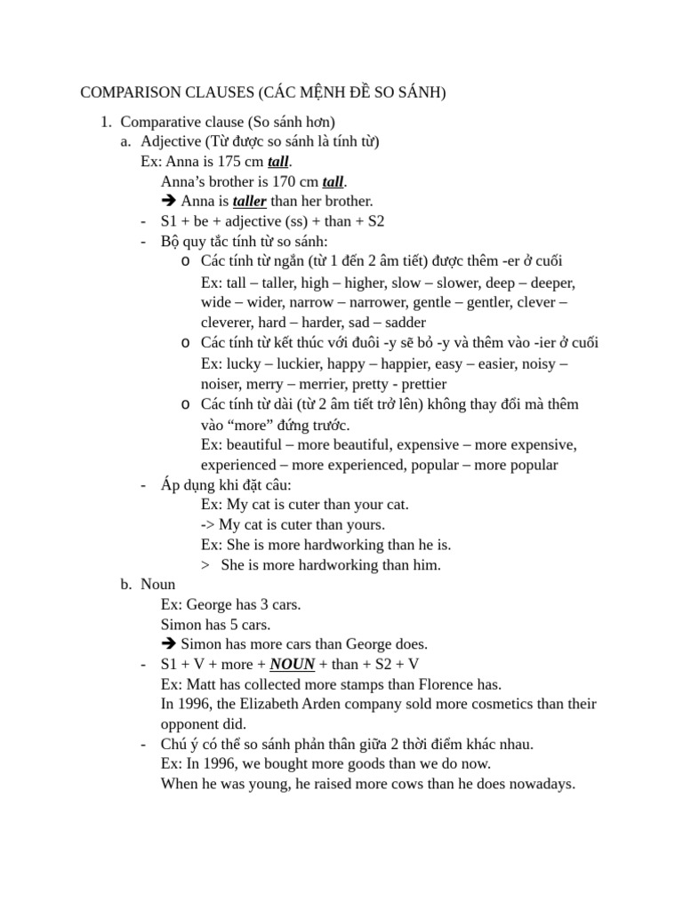 Comparison Clauses | PDF