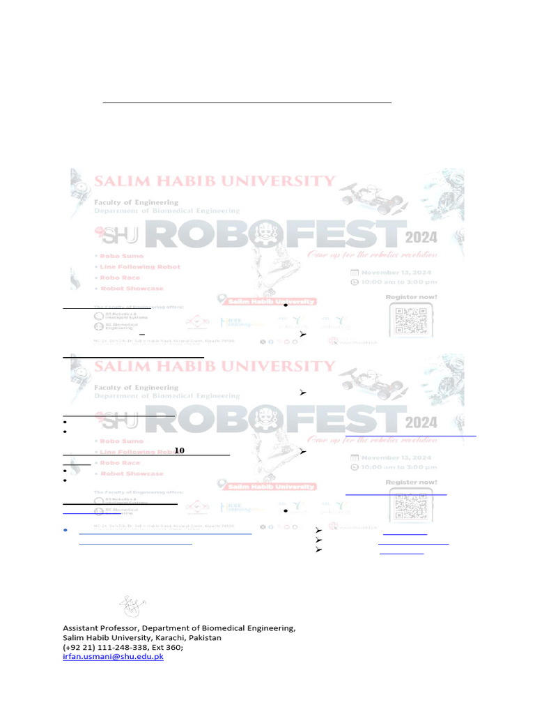 Invitation RoboFest24 SHU | PDF | Robot | Robotics