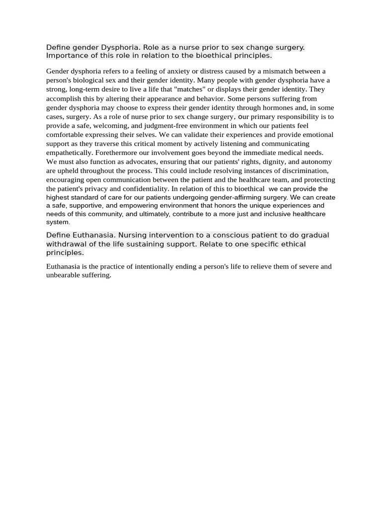 Define Gender Dysphoria | PDF