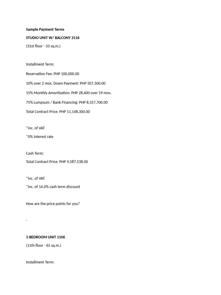 Sample Payment Terms FOR ADS | PDF