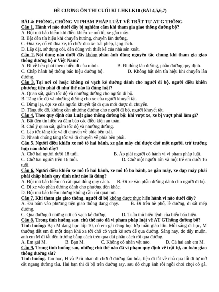 Đề Cương Ôn Thi Cki-hki-k10 | PDF