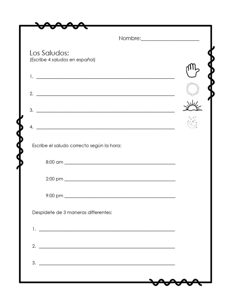 Spanish Greetings Worksheets | PDF