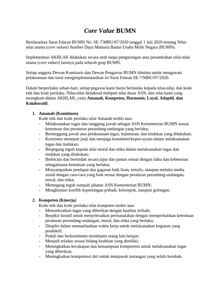 Core Value BUMN | PDF