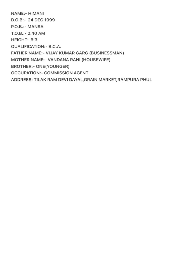 Name - Himani 2 | PDF