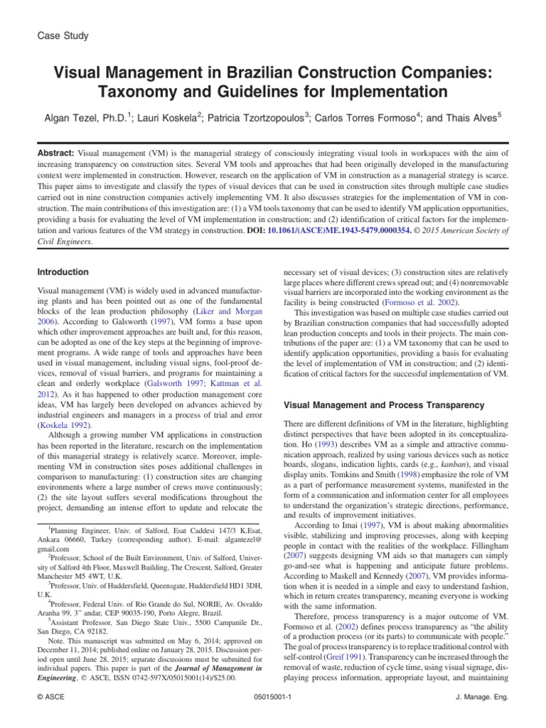 Visual Management in Brazilian Construct | PDF | Information | Communication