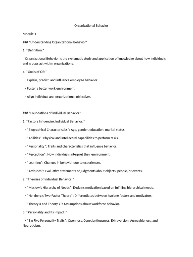 Organizational Behavior | PDF | Motivational | Motivation