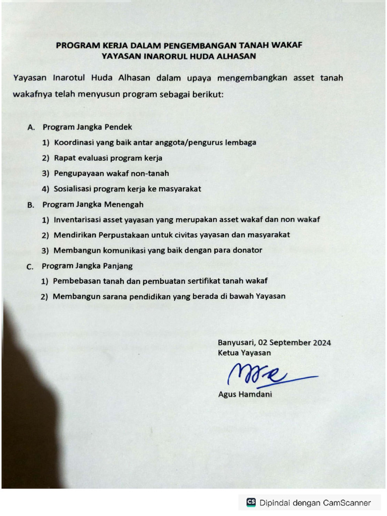 Program Kerja Pengembangan Wakaf | PDF