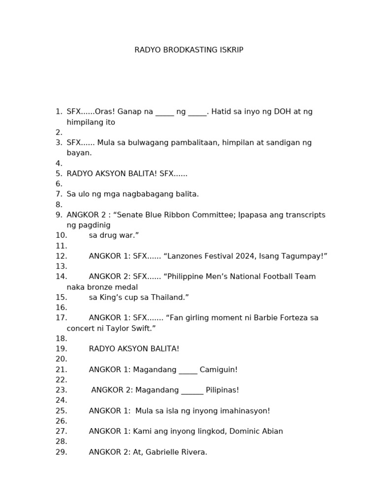 Radyo Brodkasting Iskrip | PDF