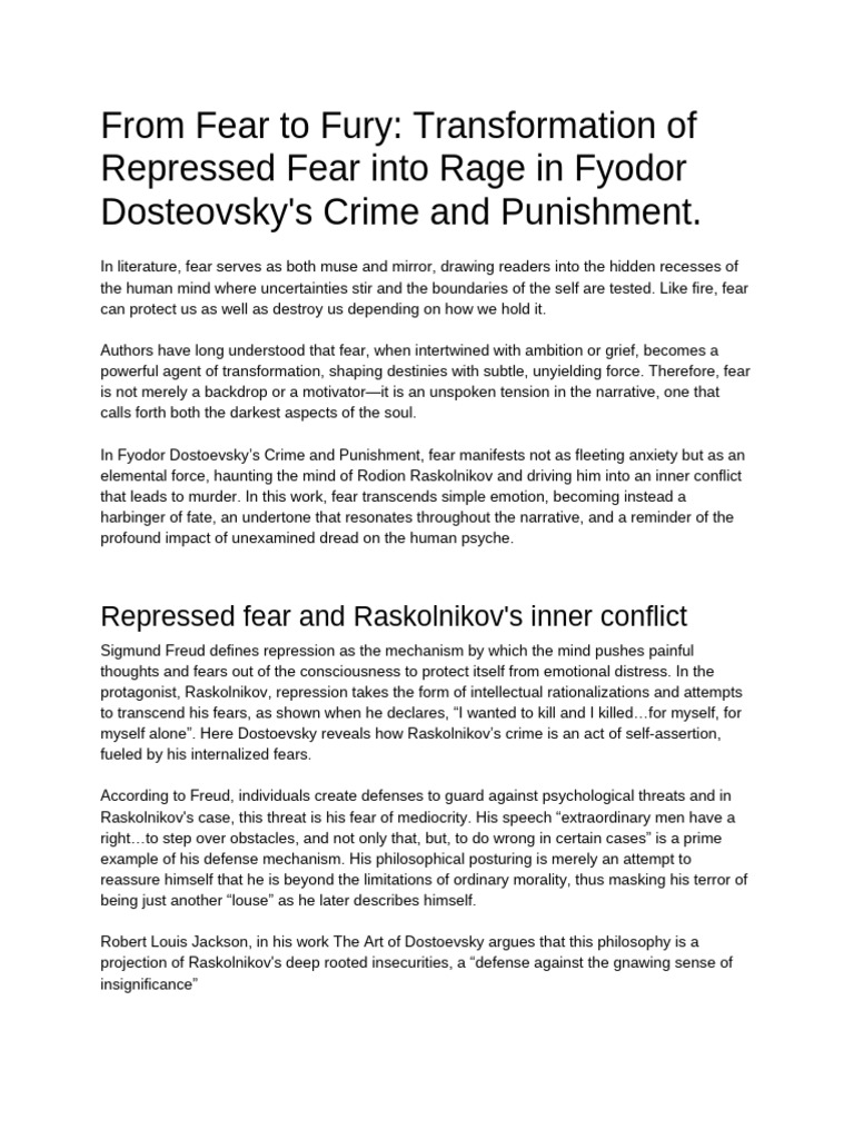 From Fear To Fury - Transformation of Repressed Fear Into Rage in ...