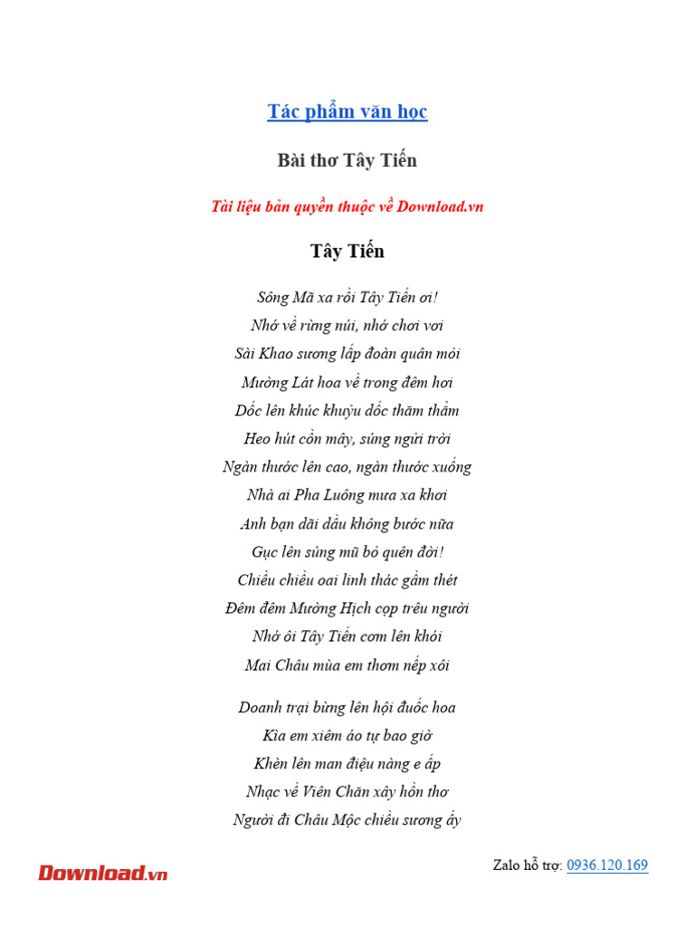 Bai-tho-Tay-Tien | PDF