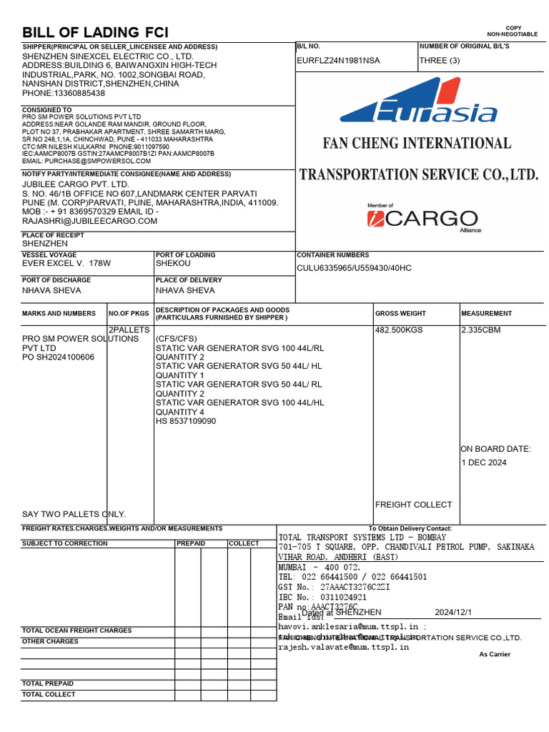 Bill Of Lading Copy | PDF | Cargo | Bill Of Lading