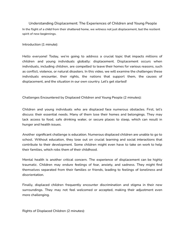 Displacement: Challenges for Children | PDF | Refugee