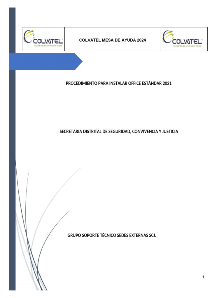 Procedimiento para Instalar Office Estándar 2021: Colvatel Mesa de ...