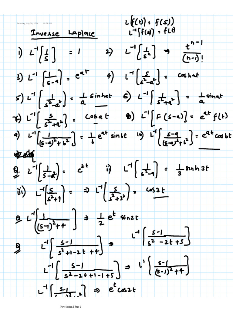Inverse Laplace 1 | PDF