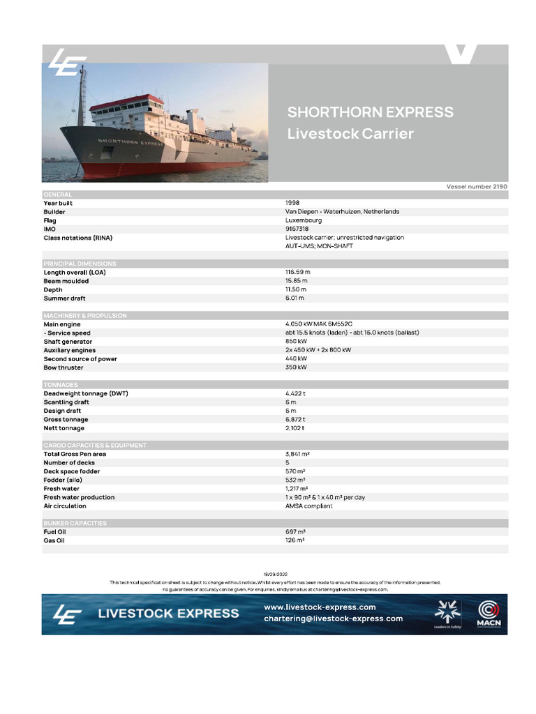 Vessel-particulars_Shorthorn-Express | PDF