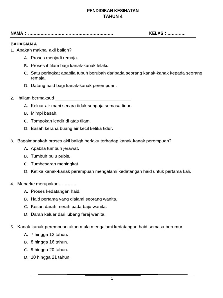 UASA PK TAHUN 4 2023 | PDF