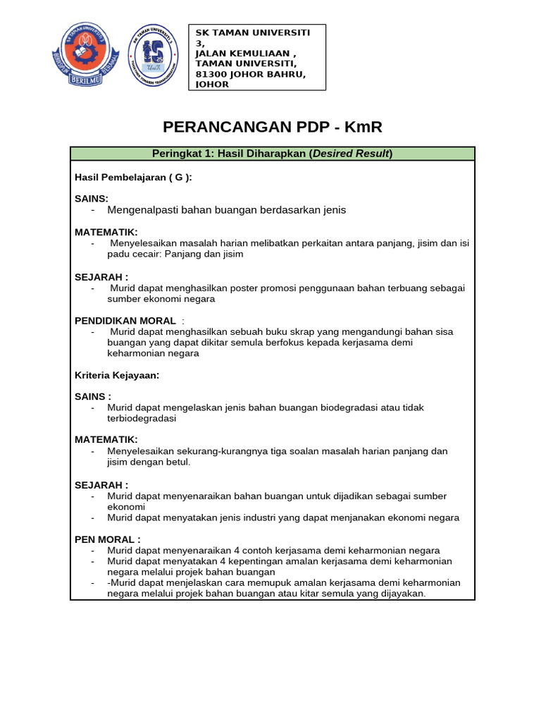 TAPAK KMR TAHUN 6 | PDF