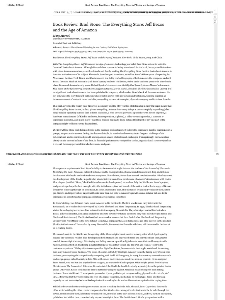 Amazon's Influence on Publishing | PDF | Amazon Kindle