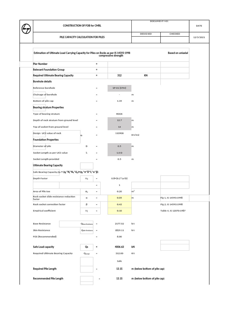 Pile Capacity and Spring Constant - 3 | PDF | Deep Foundation ...