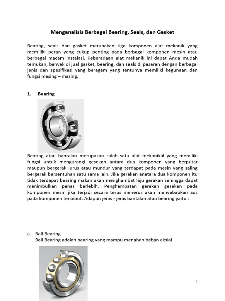 04. Menganalisis Bearing, seal & gasket | PDF