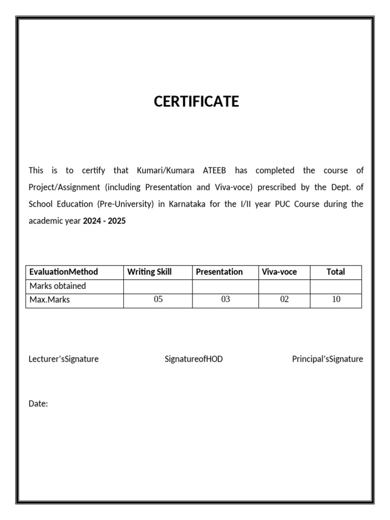 Certificate English Assignment (1) (1) ATEEB | PDF