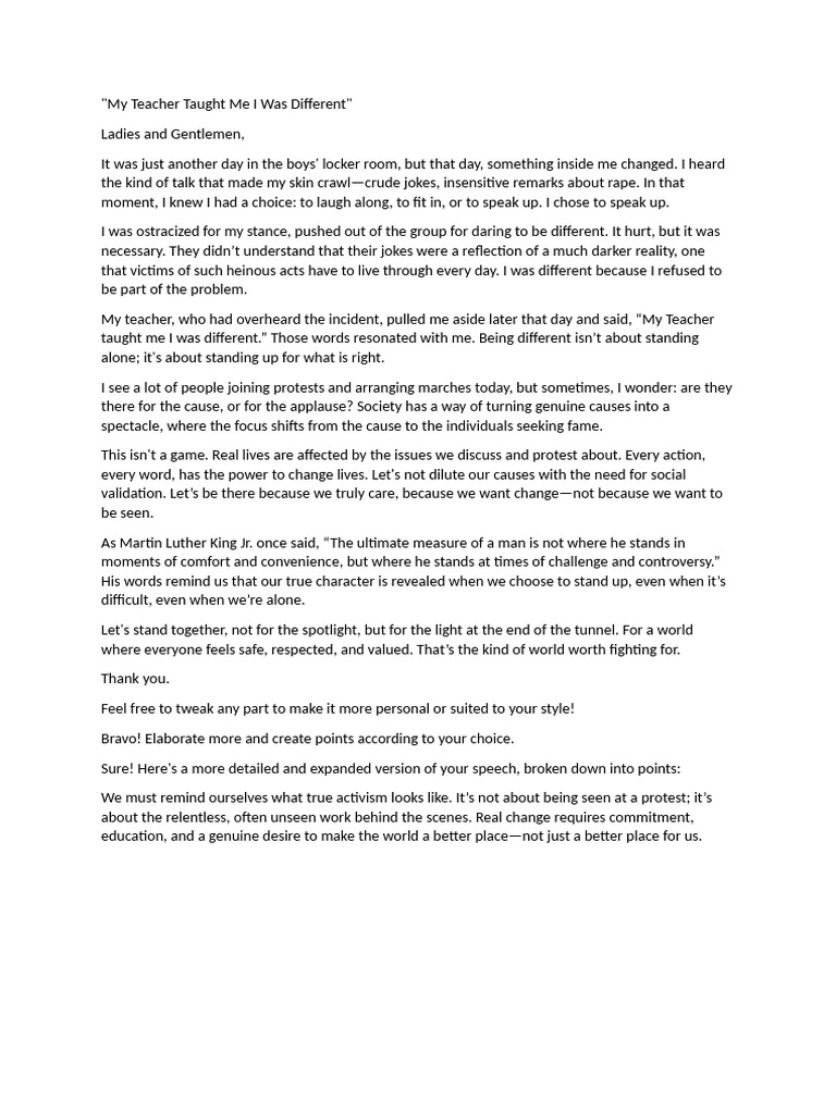 My Teacher Taught Me I Was Different | PDF