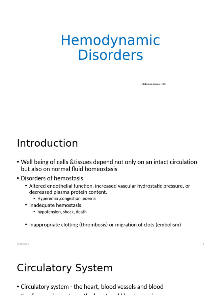 Hemodynamic Disorders | PDF | Edema | Hemostasis