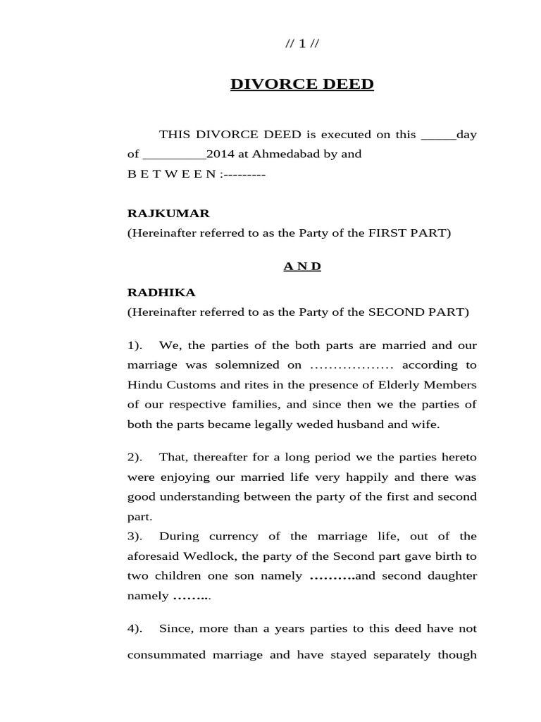 Divorce DEED | PDF | Divorce | Private Law