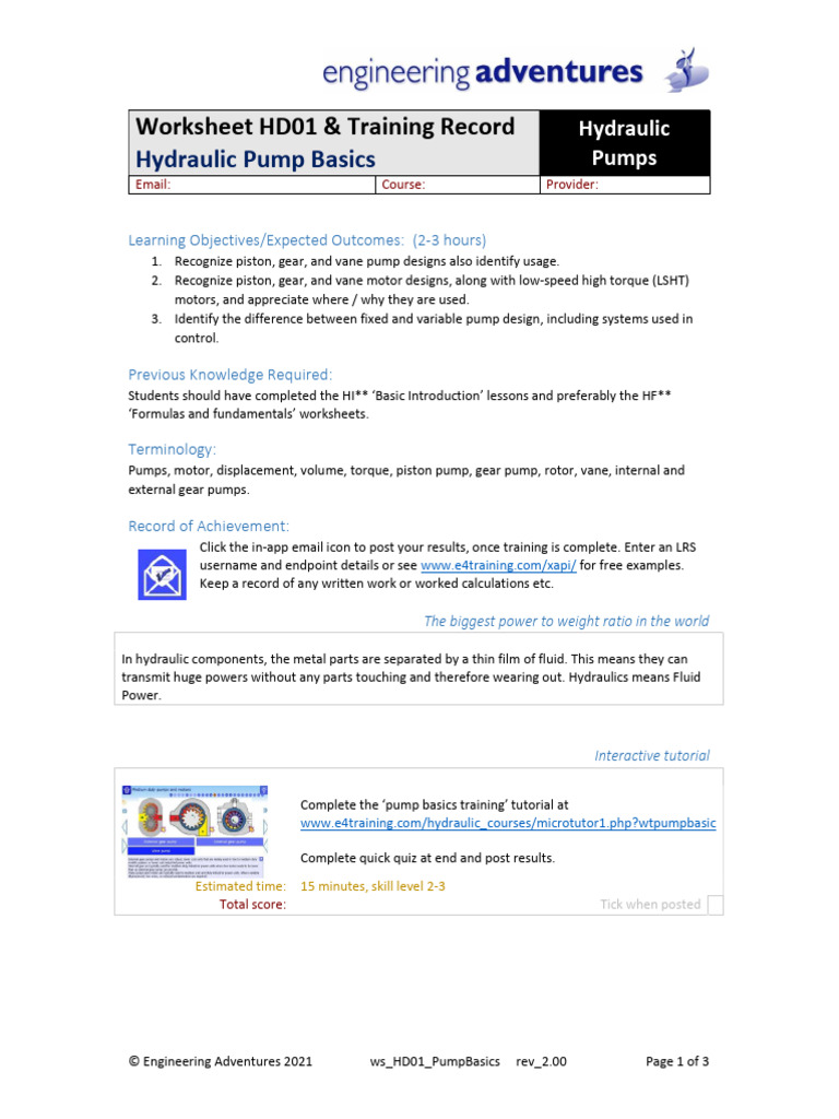 Ws HD01 PumpBasics | PDF | Pump | Fluid Dynamics