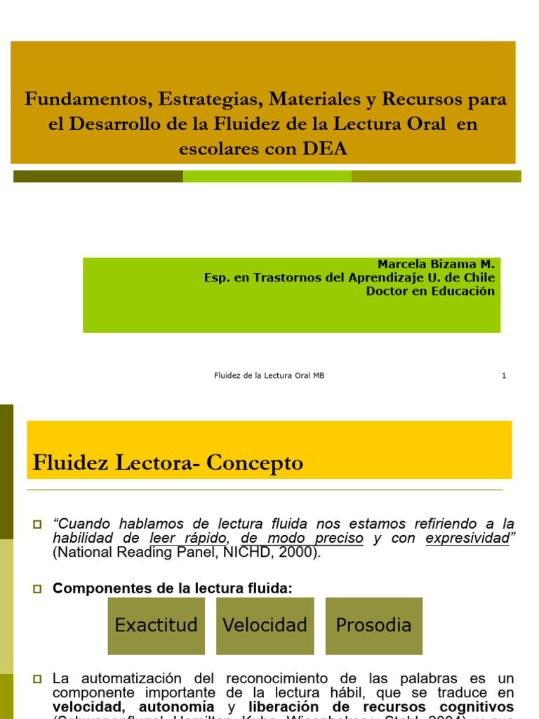 Lectura Oral y Fluidez | PDF | Comunicación humana | Ciencia cognitiva