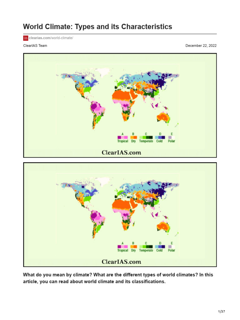 World Climate Types and Its Characteristics | PDF | Rain | Desert