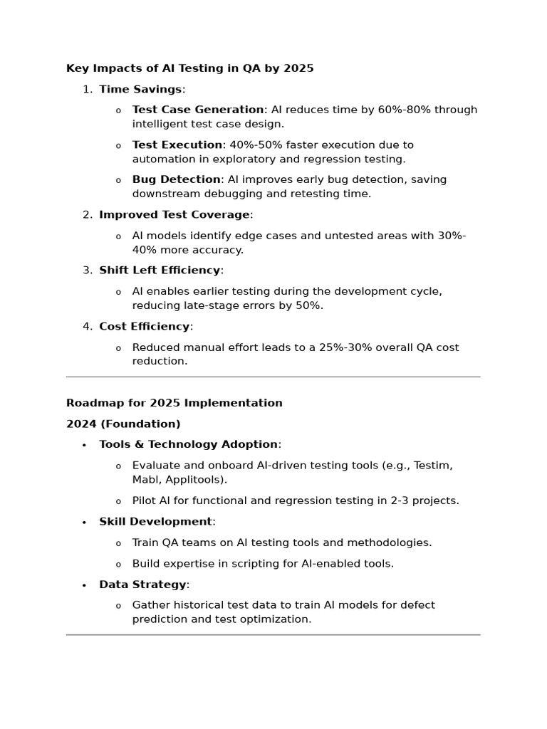 Key Impacts of AI Testing in QA by 2025 | PDF | Software Engineering ...