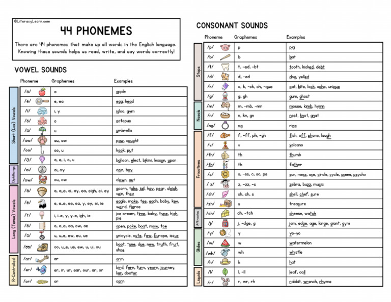 44 Phonemes LiteracyLearn | PDF