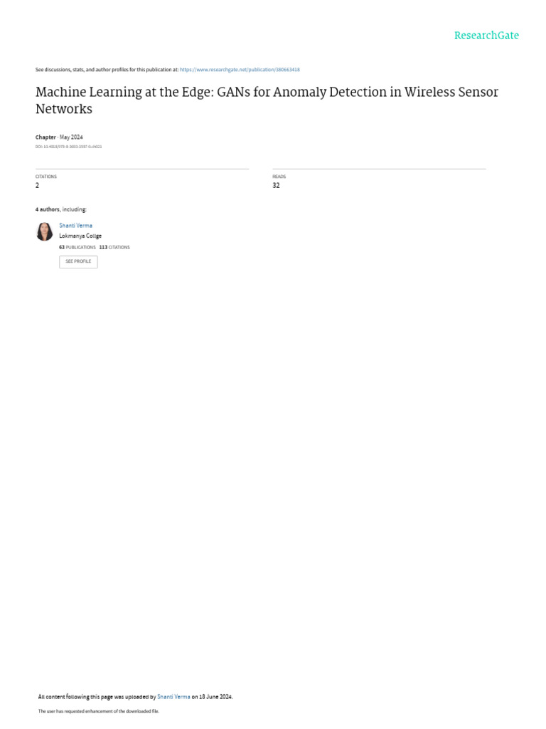 Machine Learning at The Edge: GANs For Anomaly Detection in Wireless Sensor Networks | PDF ...