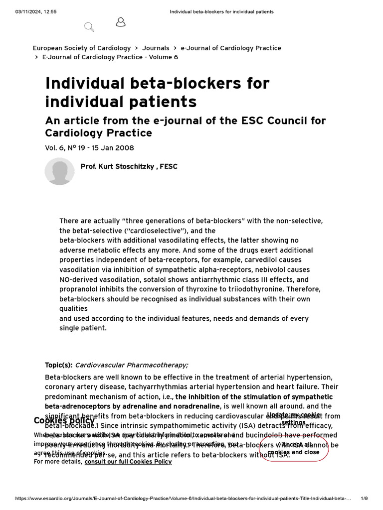 Individual Beta-Blockers Explained | PDF | Cardiology | Medical Specialties