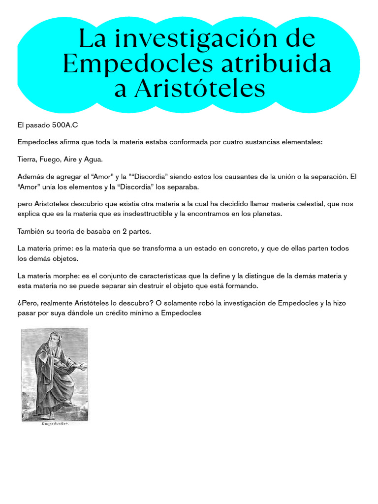 Empédocles vs. Aristóteles: Debate de Materia | PDF
