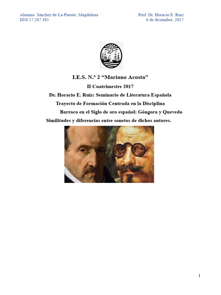 Gongora y Quevedo Similitudes y Diferenc | PDF | Metro (poesía)