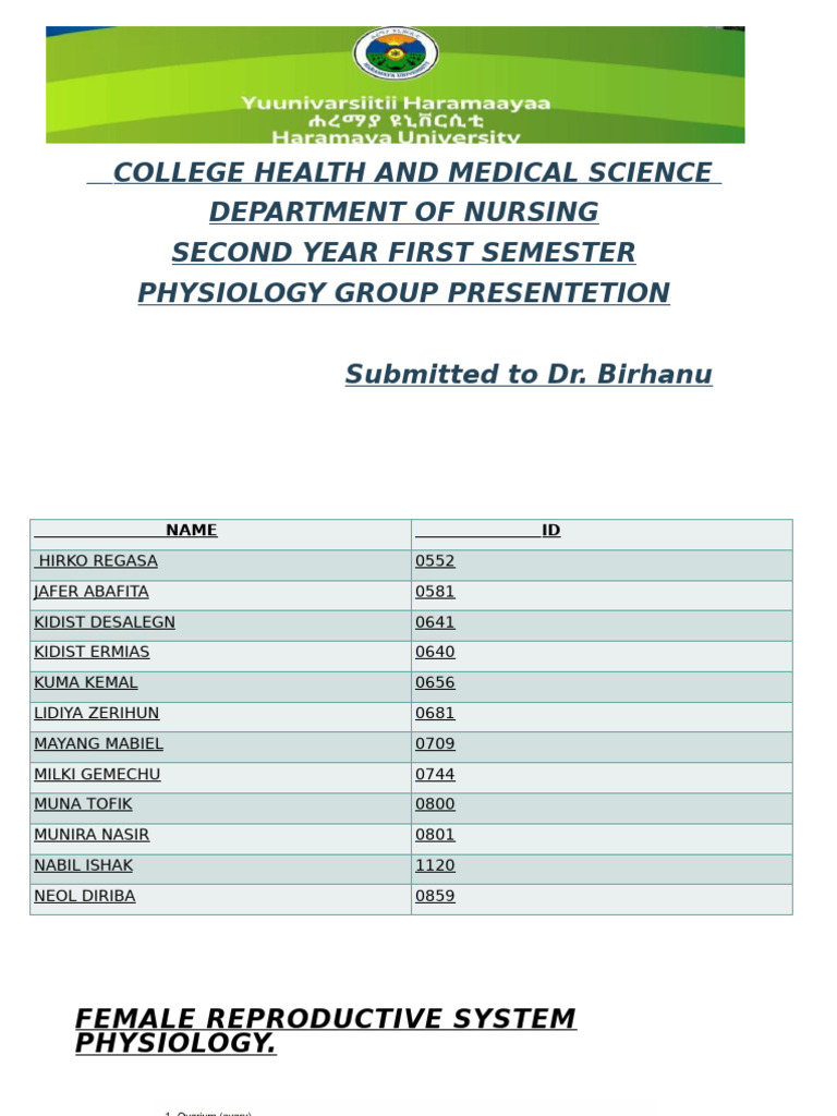 Female Reproductive System Physiology Group 3 | PDF | Menstrual Cycle ...