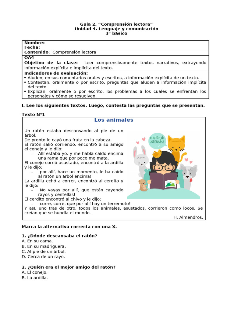 comprension lectora diciembre 12-1.DOC | PDF | Comprensión lectora