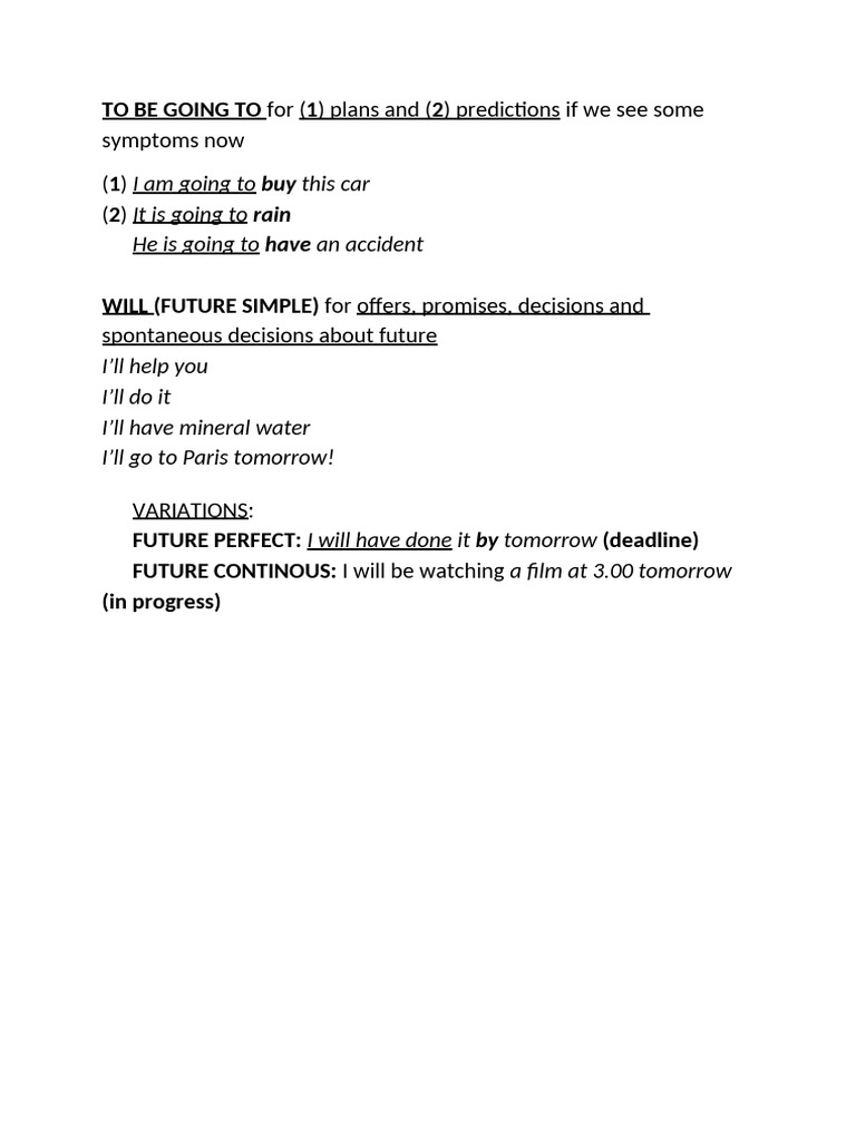 Future Short Theory | PDF