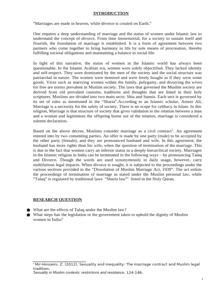 Explaination of Talaq and Its Types Under Muslim Law in India | PDF ...