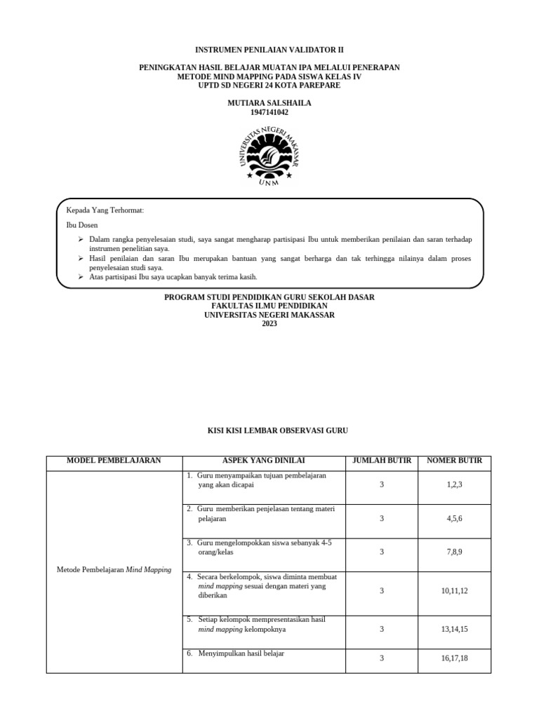 Instrumen Penilaian Validator 2 Mutiara Salshaila | PDF