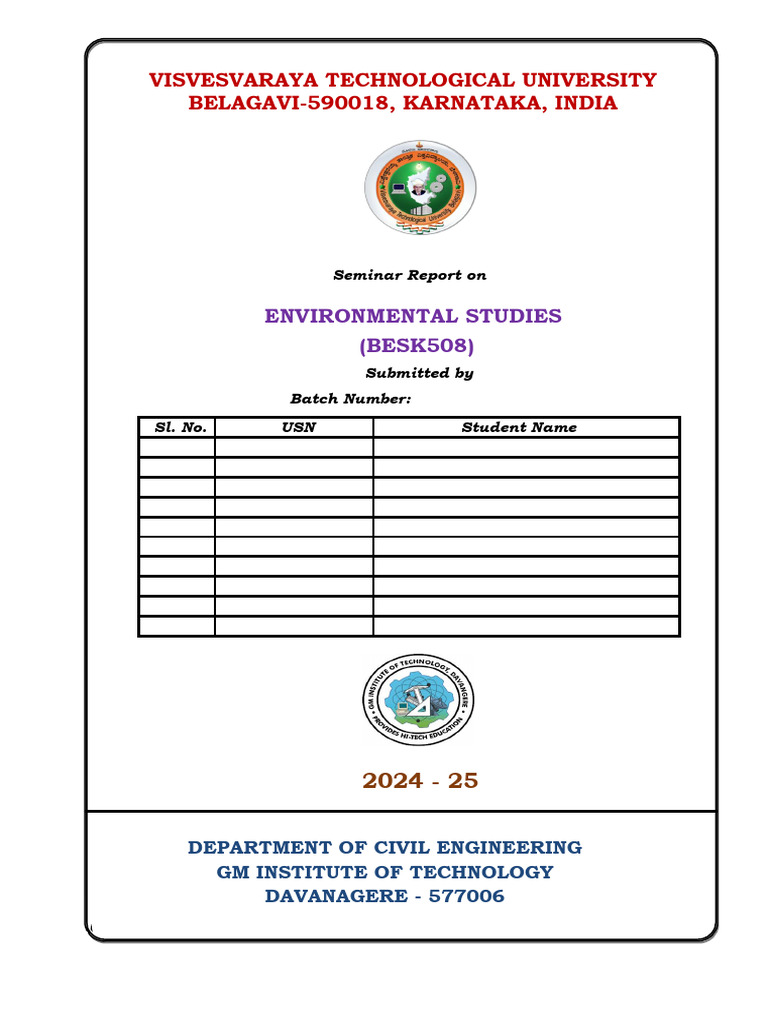 Seminar Report on Environmental Studies | PDF