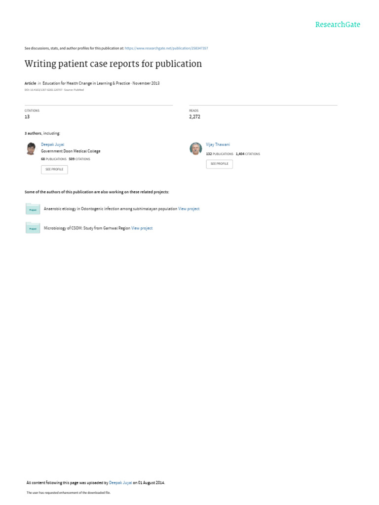 Writing Effective Patient Case Reports | PDF | Case Report | Medical ...