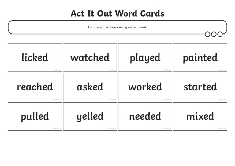 Year 2 -ed Word Cards Activity | PDF