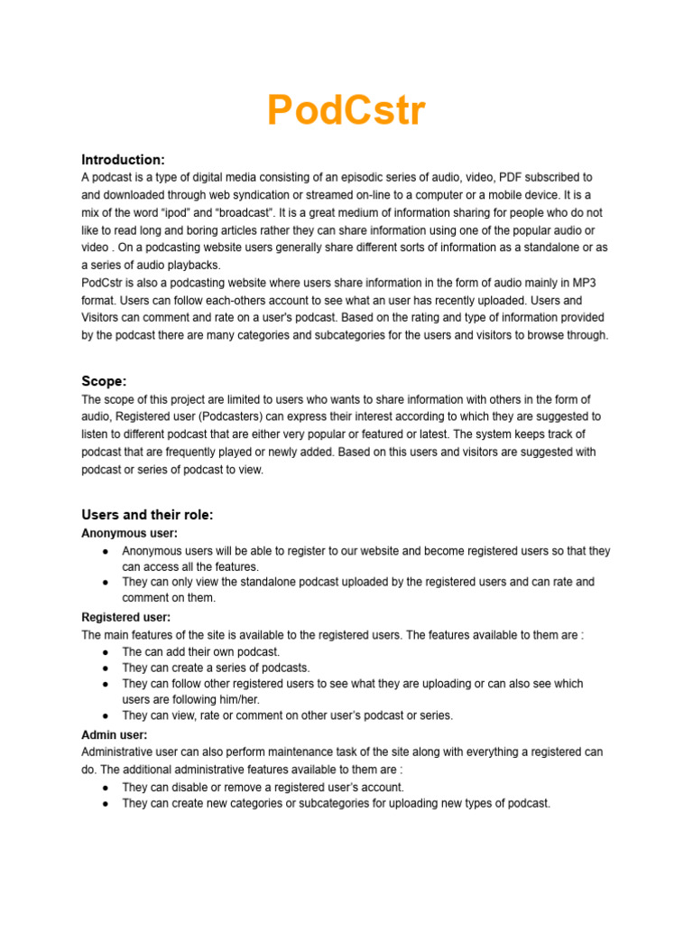 Project Proposal Sample - PodCstr - Therap Javafest | PDF | Podcast ... Project Proposal Sample - PodCstr - Therap Javafest | PDF | Podcast ...