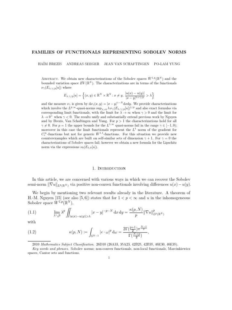Families of Functionals Representing Sob | PDF