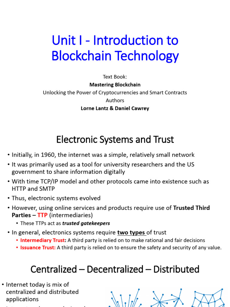 Unit 1 Slides | PDF | Bitcoin | Distributed Computing