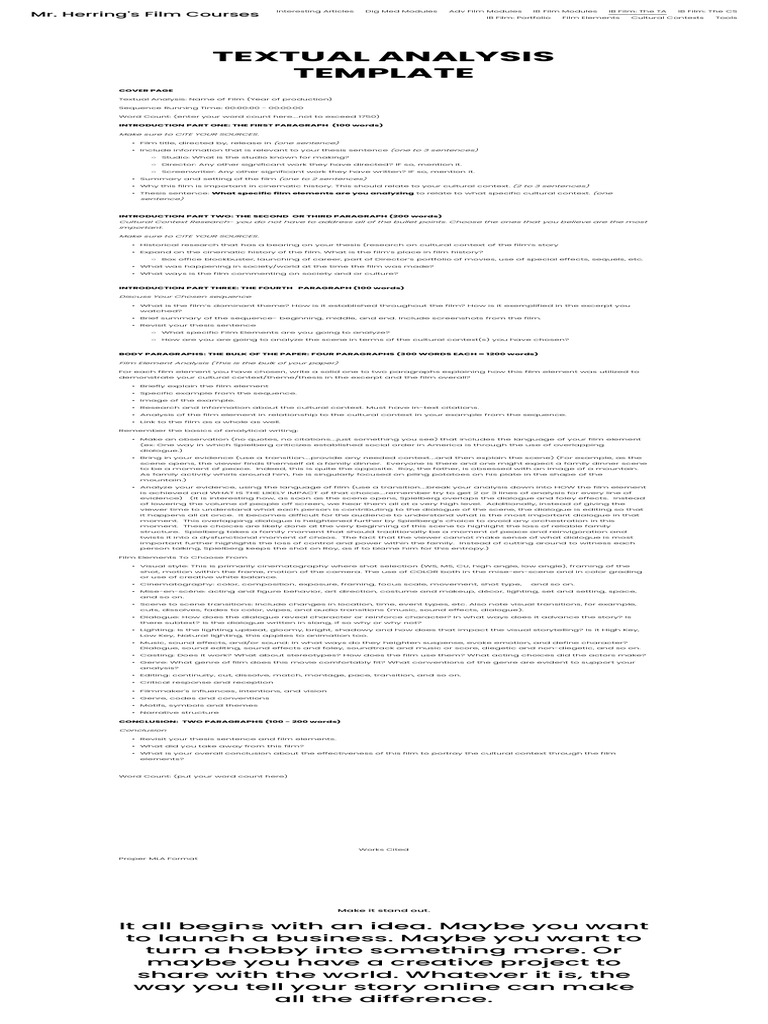 TA Template — Mr. Herring's Film Courses | PDF | Cinematography